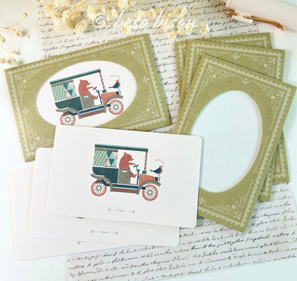 Vintage Bear Mini Greeting Notecard Set – Beso Bisou