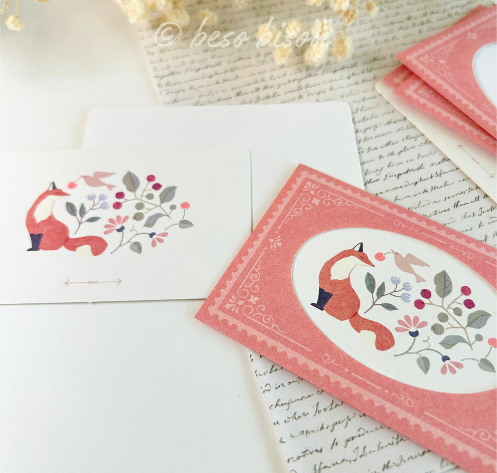 Fox Mini Greeting Notecard Set – Beso Bisou